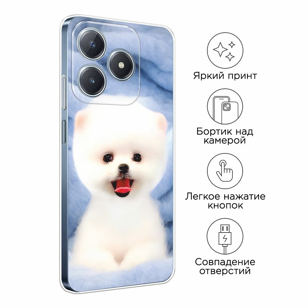 Силиконовый чехол на Realme C63 / Реалми С63 с принтом Белый пёсик — фото 1