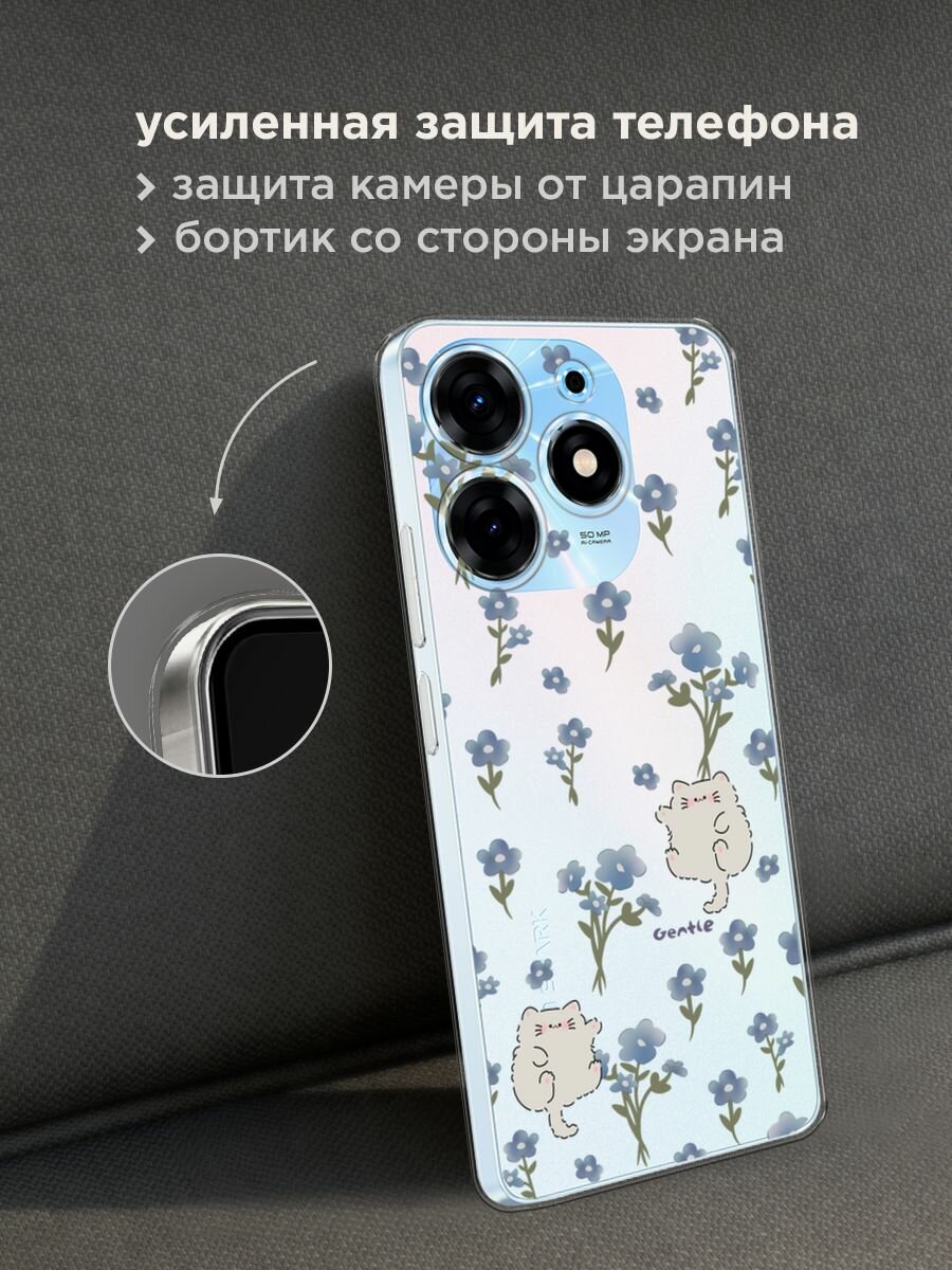 Чехол на Tecno Spark 10 Pro / Текно Спарк 10 Про с принтом "Gentle cats", прозрачный — фото 1