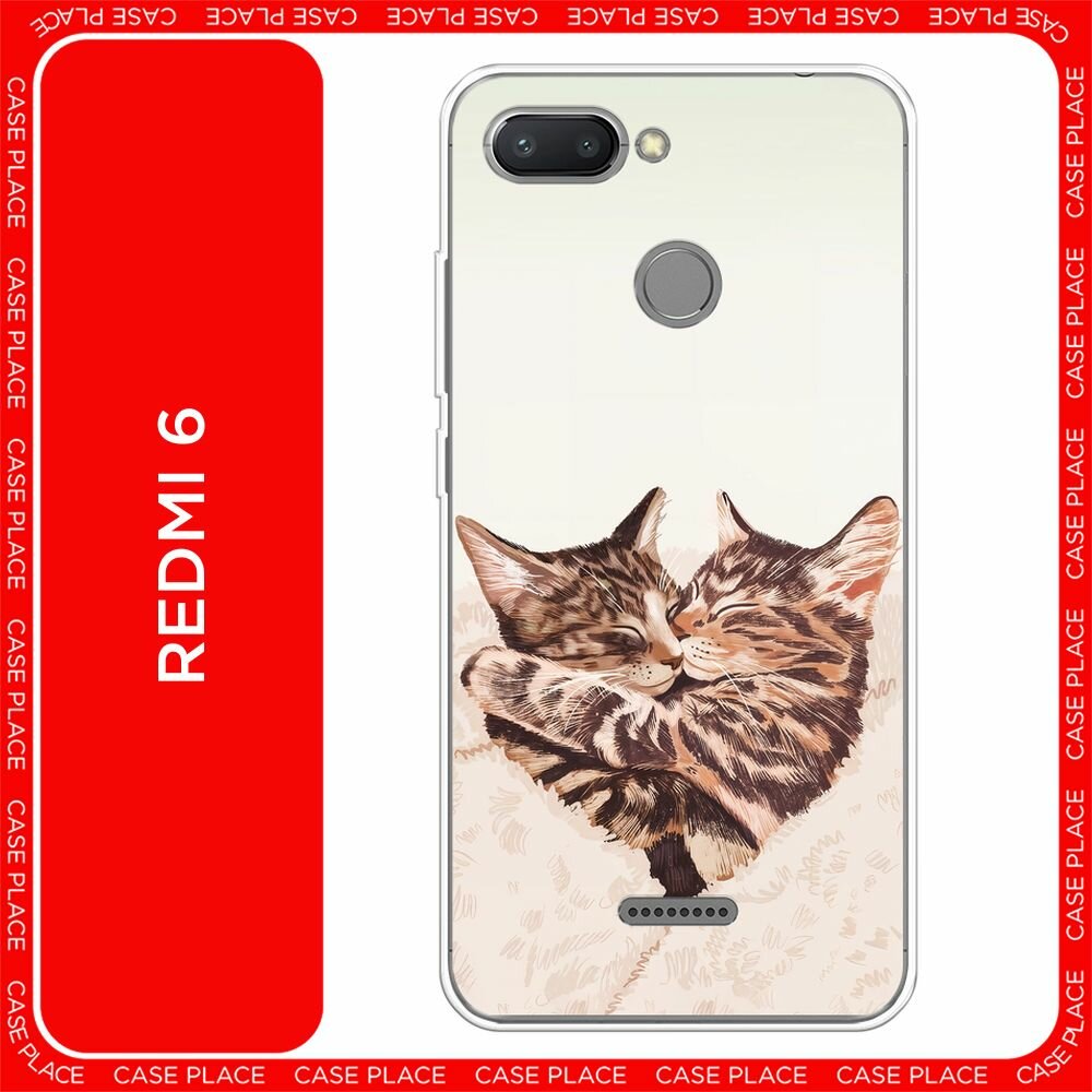 Чехол на Xiaomi Redmi 6 / Сяоми Редми 6 с принтом "Влюбленные котейки - 14 февраля"