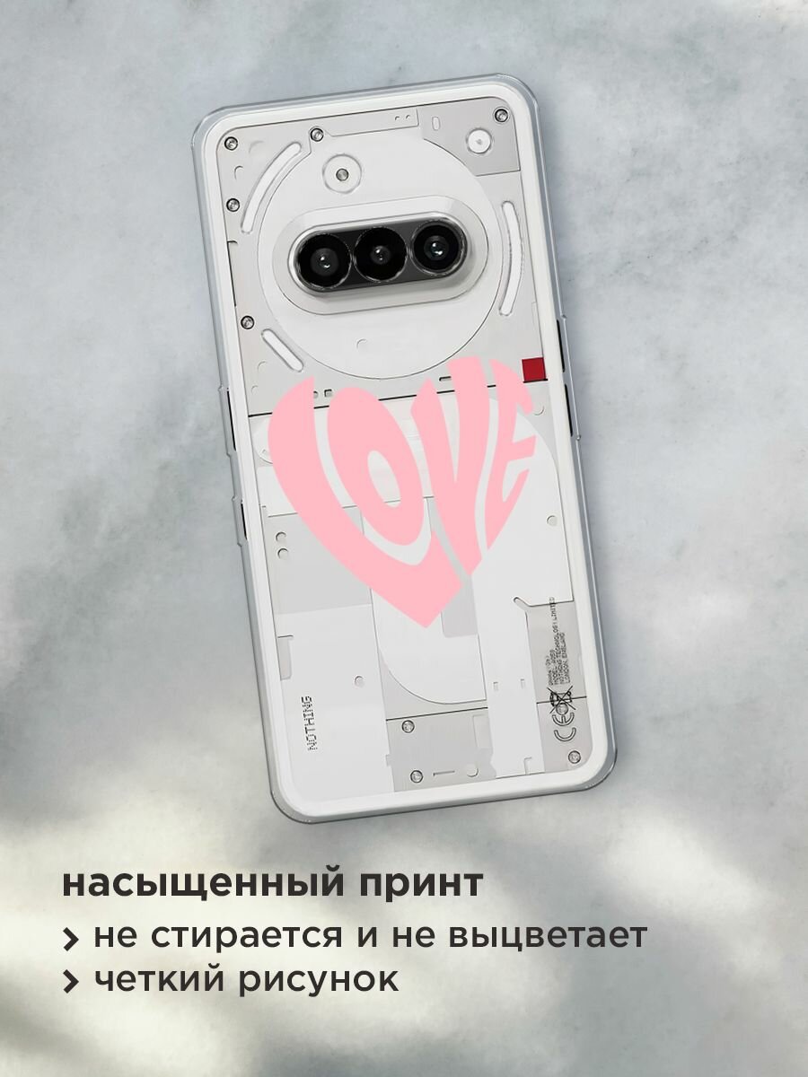 Чехол на Nothing Phone 3a / Нотинг Фон 3а с принтом "Love heart 3 - 14 февраля", прозрачный — фото 1