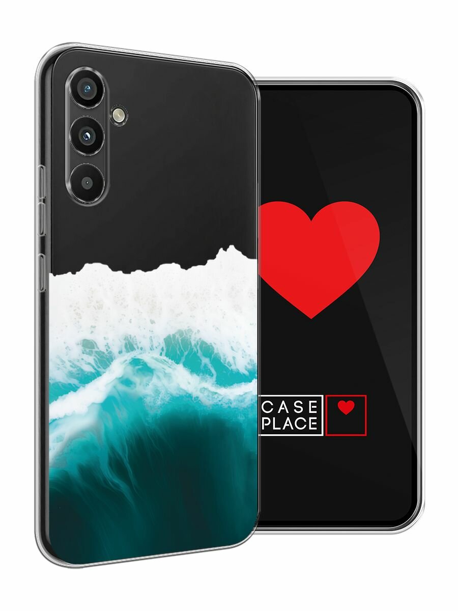 Чехол на Samsung Galaxy A34 / Самсунг A34 с принтом "Большая волна", прозрачный — фото 1