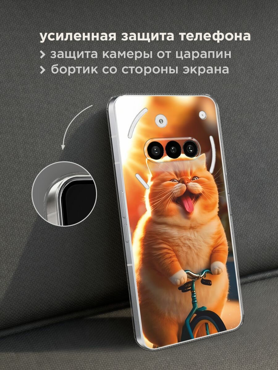 Чехол на Nothing Phone 3a / Нотинг Фон 3а с принтом "Кот на велике" — фото 1