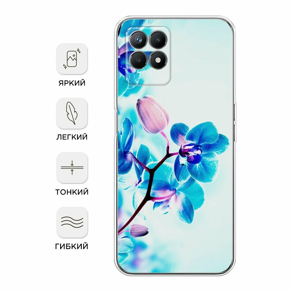 Силиконовый чехол на Realme 8i / Реалми 8i с принтом "Голубая орхидея" — фото 1
