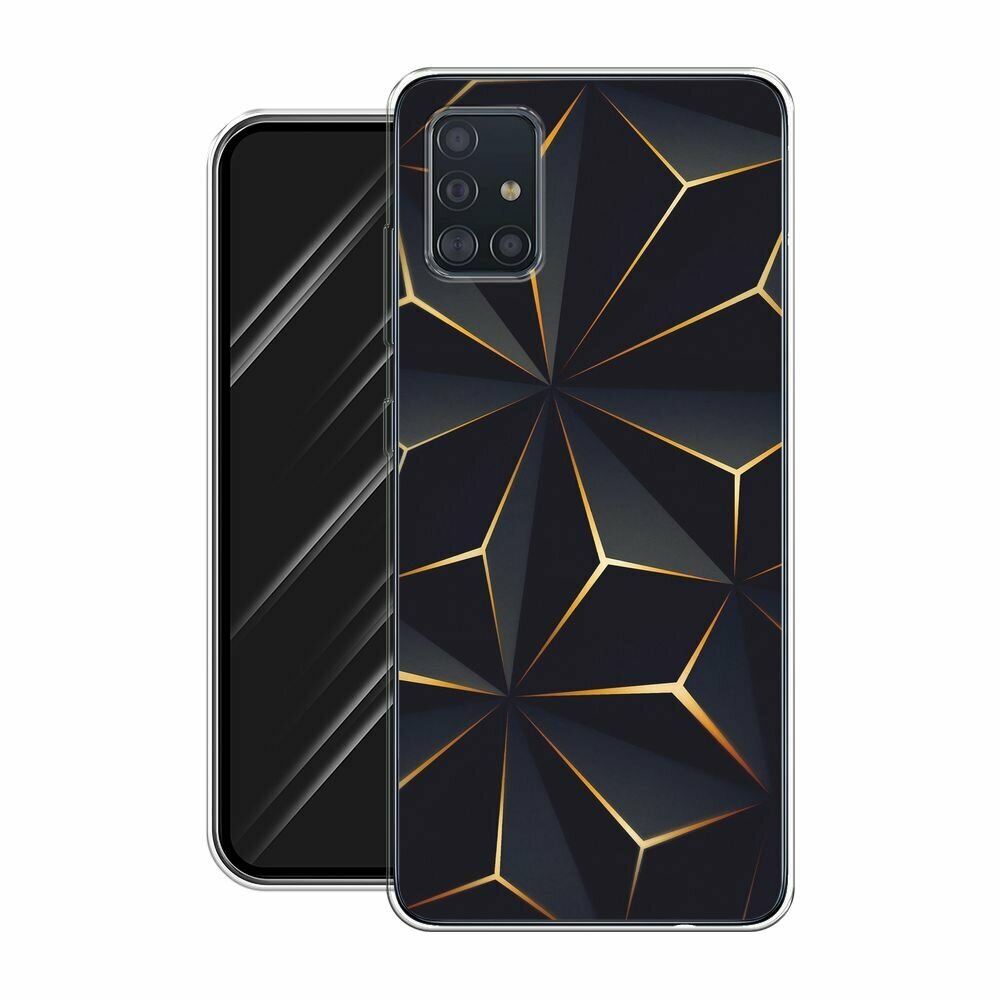 Чехол на Samsung Galaxy A51 / Самсунг Гэлакси А51 с принтом "Черные полигоны" — фото 1