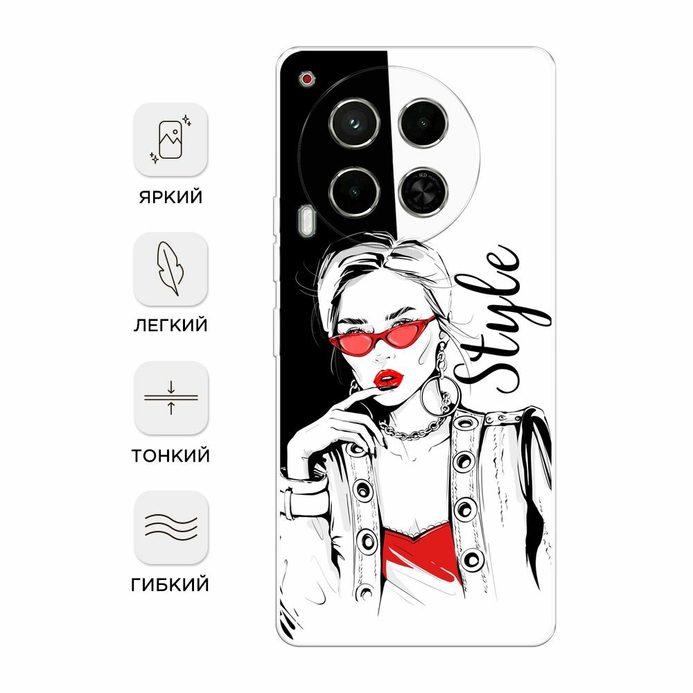 Чехол на Tecno Camon 30 5G / Текно Камон 30 5G с принтом Черно-белый стиль — фото 1