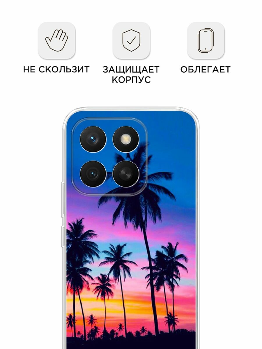 Силиконовый чехол на Honor X8c / Хонор X8c с принтом "Закат 5" — фото 1