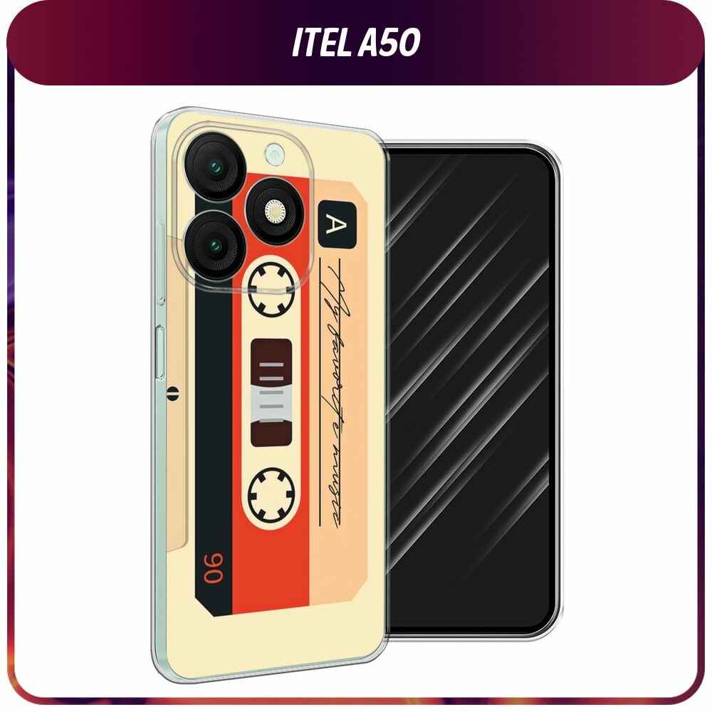 Силиконовый чехол на Itel A50 / Ител А50 с принтом "Бежевая кассета"
