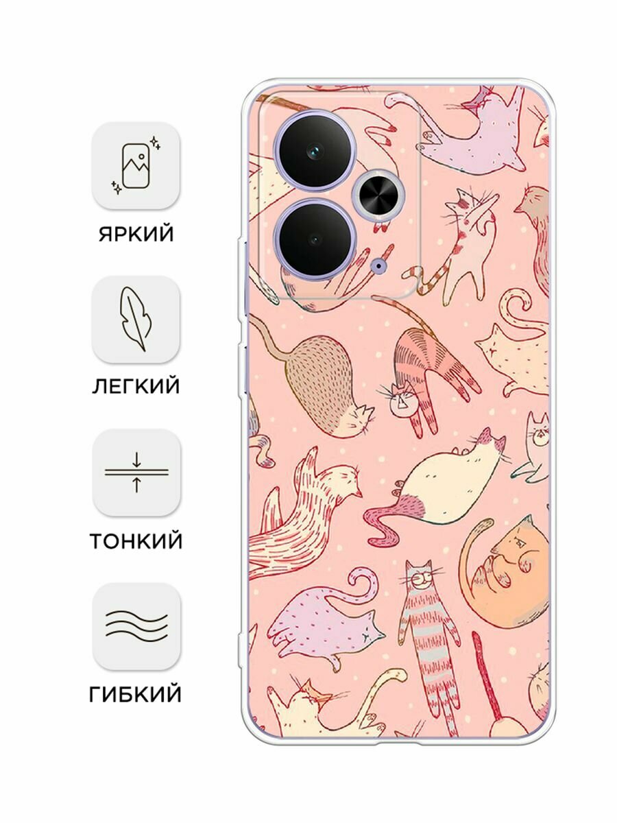 Чехол на Realme 14T / Реалми 14Т с принтом "Розовое счастье" — фото 1