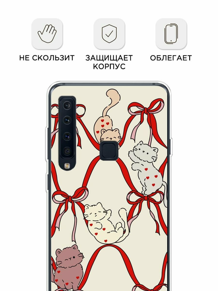 Чехол на Samsung Galaxy A9 2018 / Самсунг Галакси А9 2018 с принтом "Котики в ленточках 1" — фото 1
