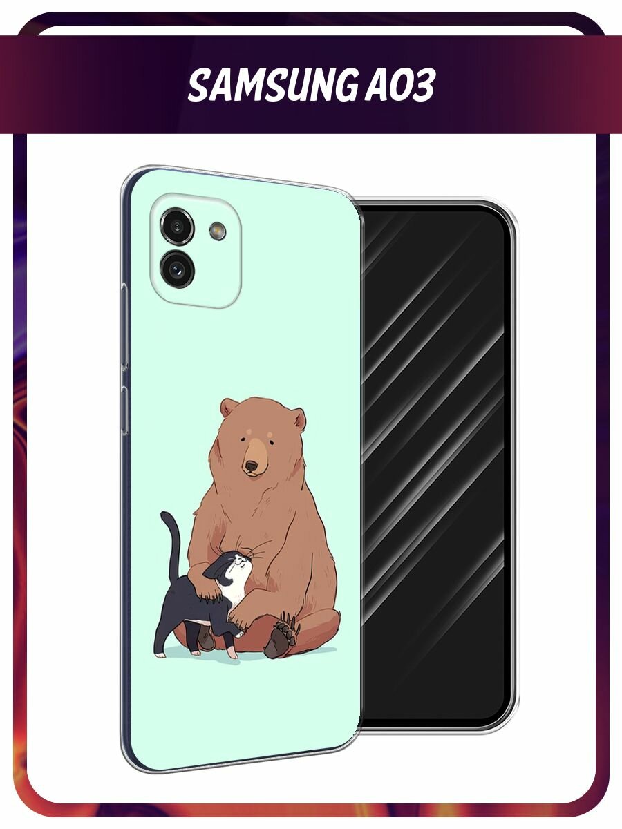 Чехол на Samsung Galaxy A03 / Самсунг Галакси А03 с принтом "Медведь и кошка дружба"
