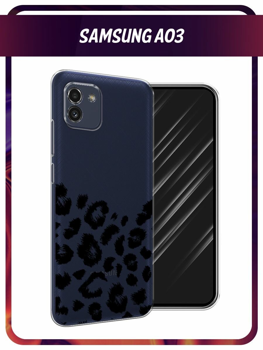 Чехол на Samsung Galaxy A03 / Самсунг Галакси А03 с принтом "Окрас леопарда фон черный", прозрачный