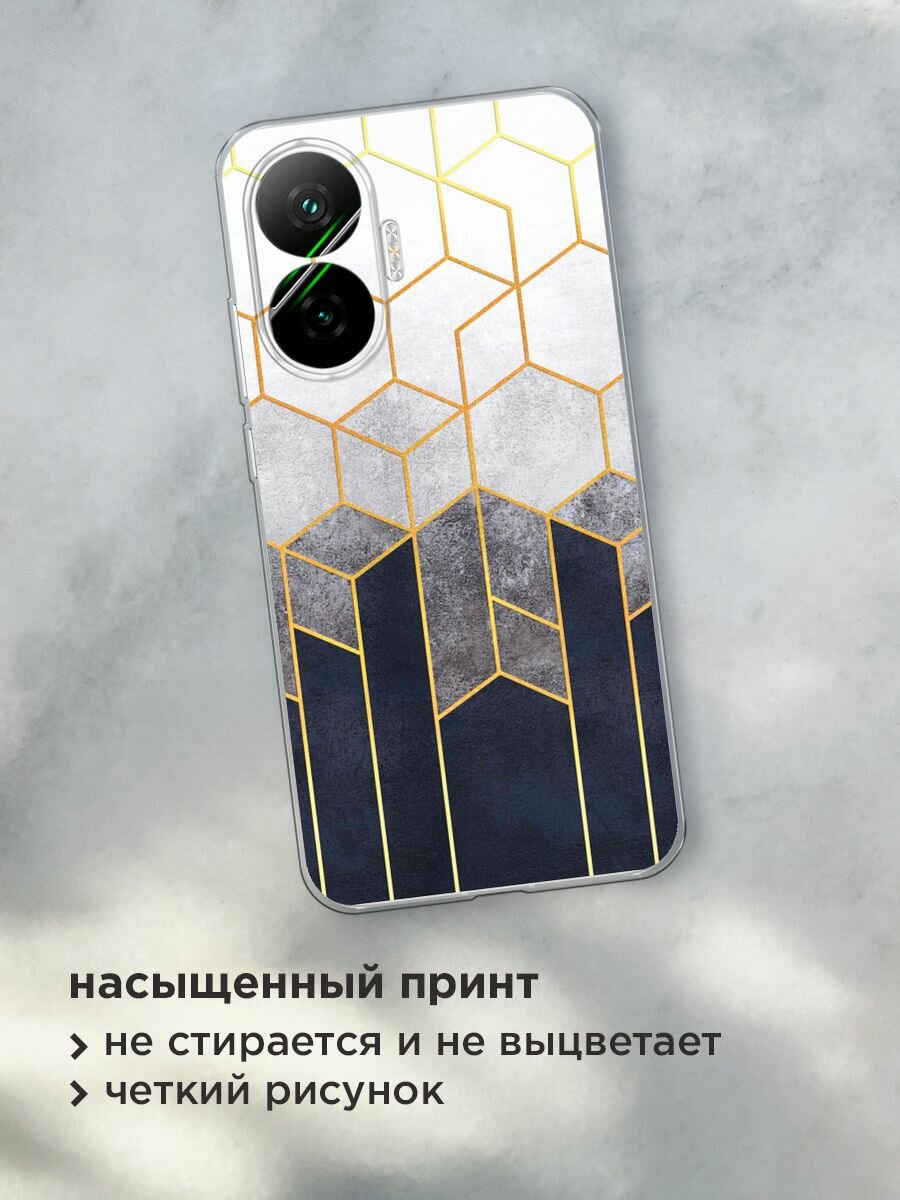 Силиконовый чехол на Poco F7 / Поко F7 с принтом "Черно-белая мозаика" — фото 1