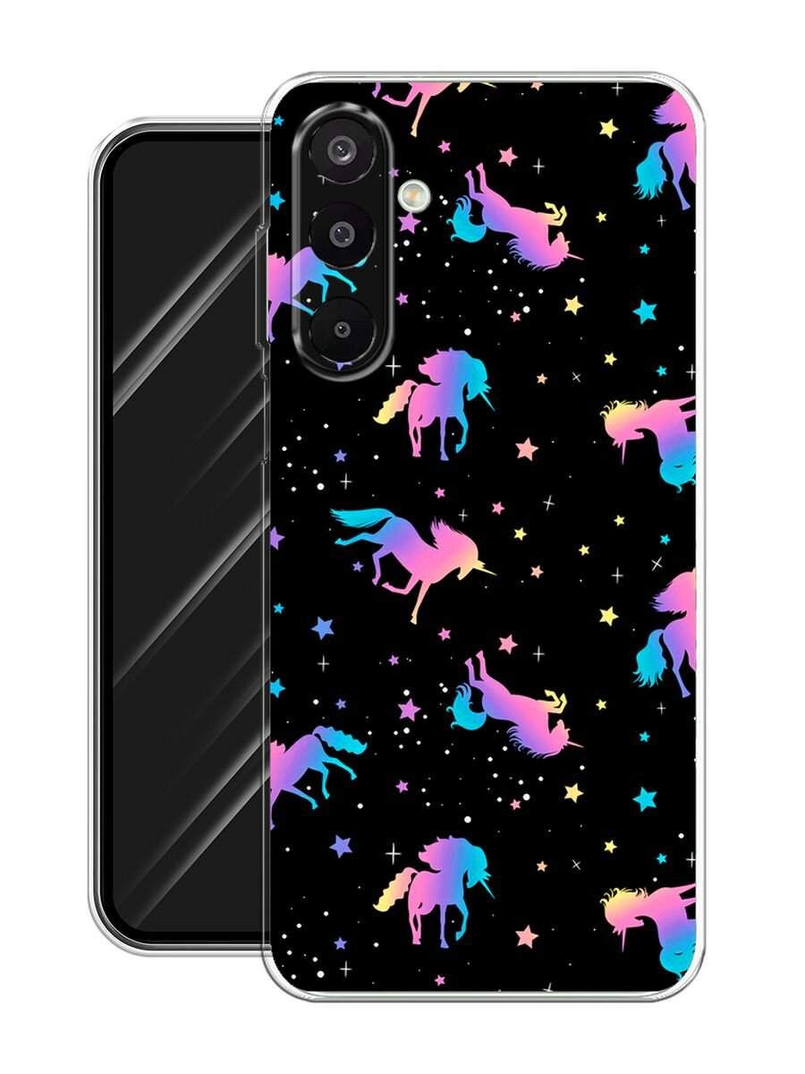 Чехол на Samsung Galaxy M16 / Самсунг Галакси М16 с принтом "Единороги градиент" — фото 1