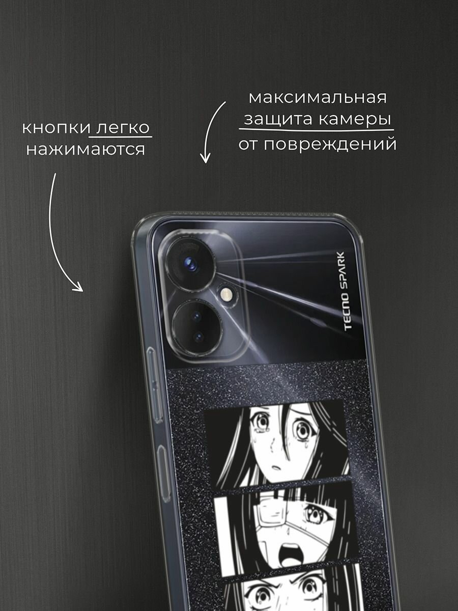 Чехол на Tecno Spark 9 Pro / Техно Спарк 9 Про с принтом "Tokyo girls", прозрачный — фото 1