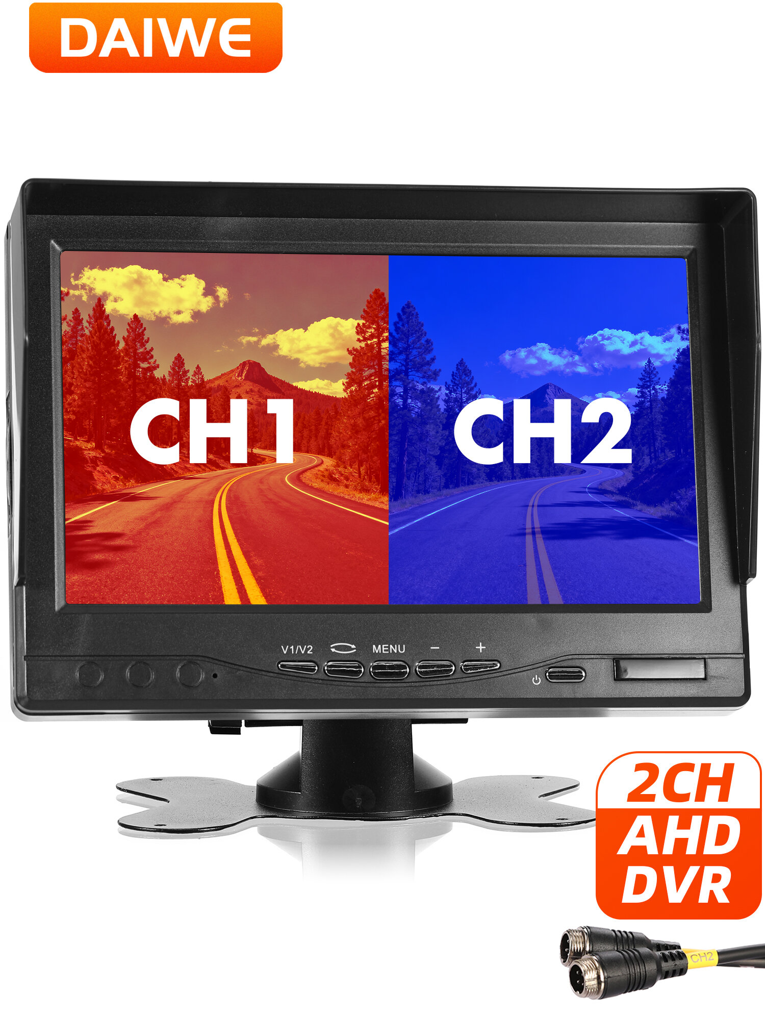 Видеорегистратор 1920×1080 с 2 AHD камерами для грузовиков, 7" монитор, ночное видение, SD-карта