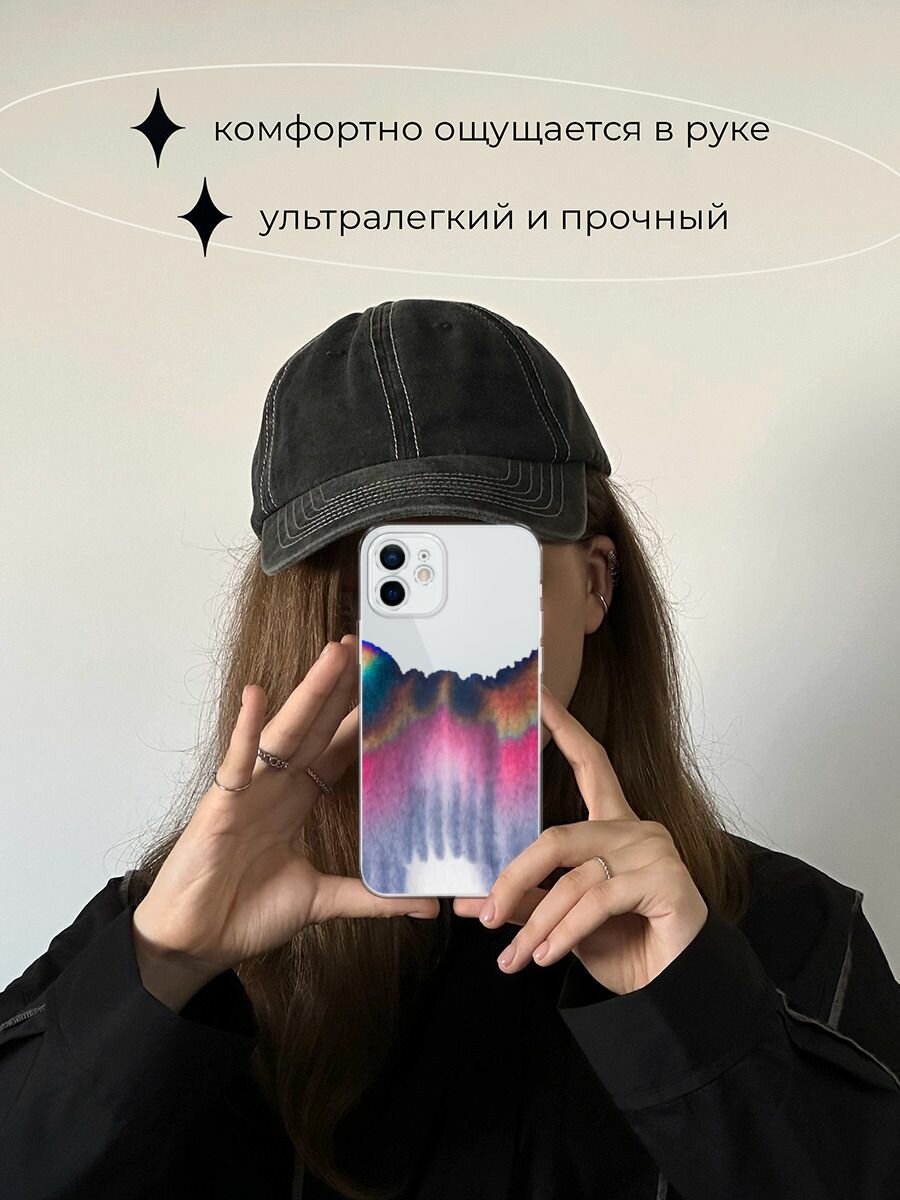 Чехол на Apple iPhone 12 mini / Айфон 12 Мини с принтом Акварельная абстракция, прозрачный — фото 1