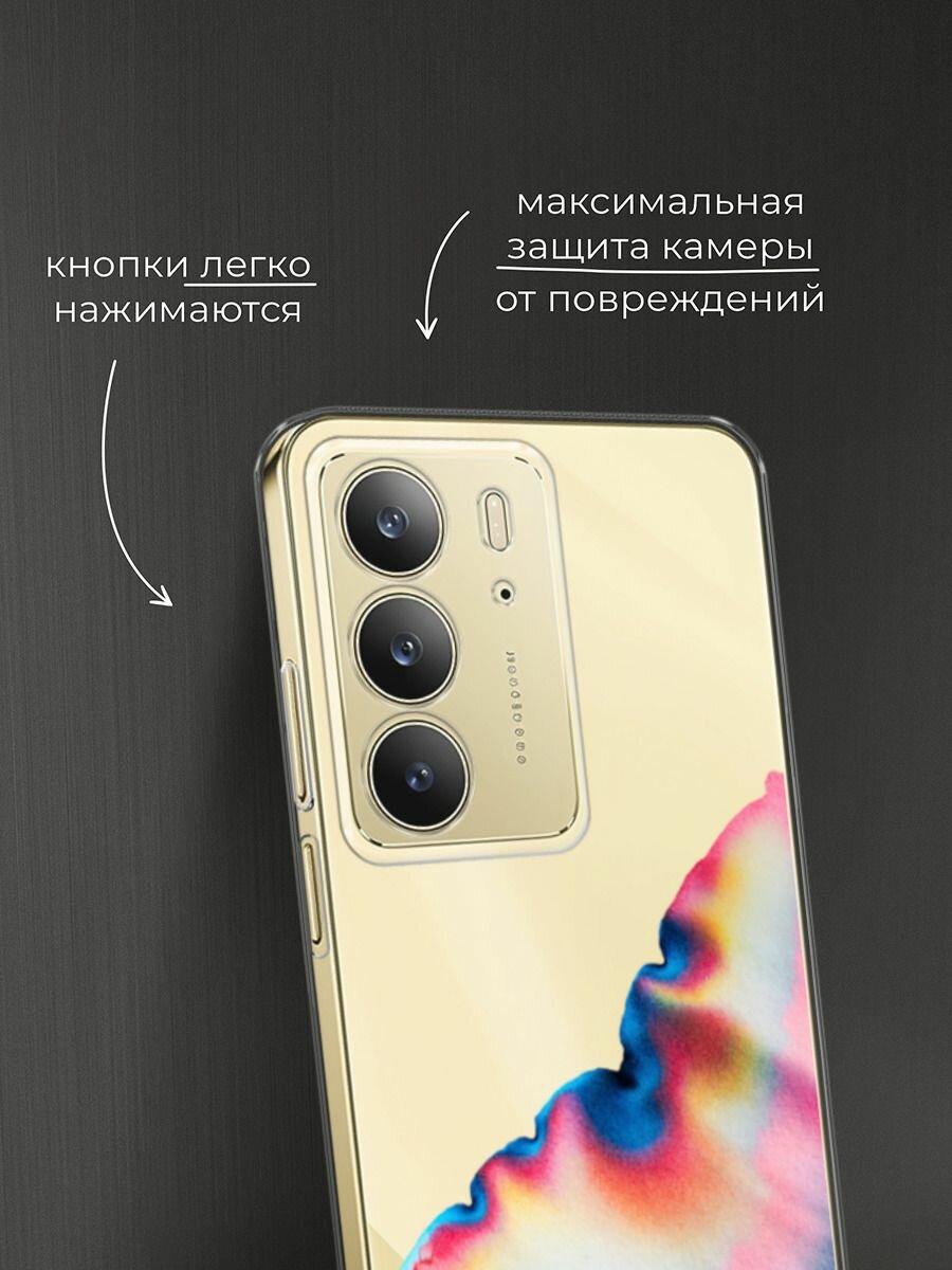 Чехол на Realme C75 4G / Реалми C75 4G с принтом Розовая акварель, прозрачный — фото 1