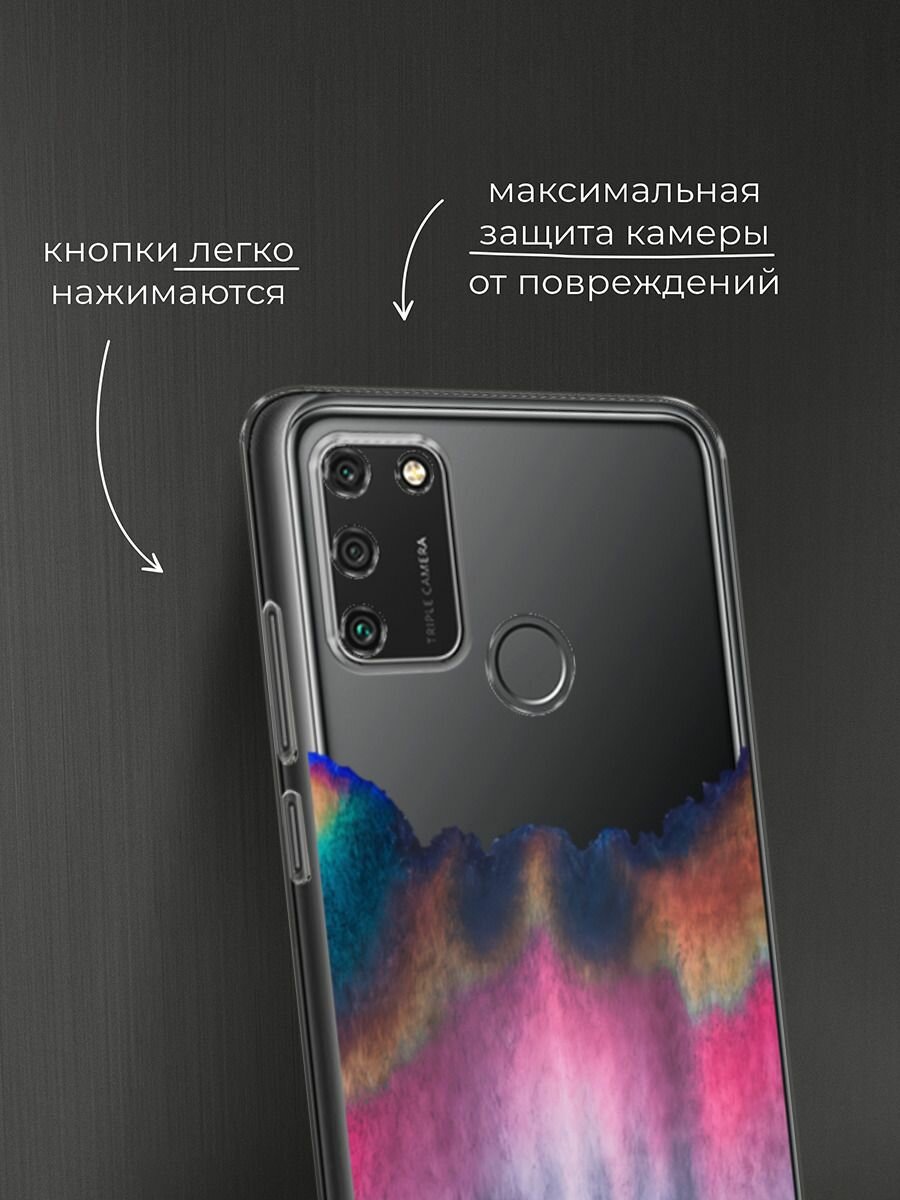 Чехол на Honor 9A / Хонор 9А с принтом Акварельная абстракция, прозрачный — фото 1