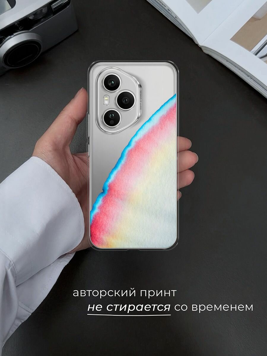 Чехол на Honor 400 Pro / Хонор 400 Про с принтом Слияние красок, прозрачный — фото 1