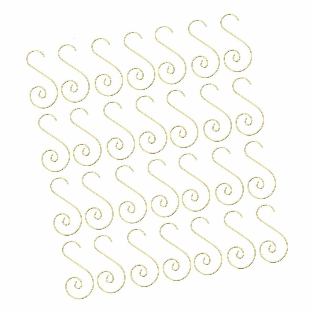 Набор металлических крючков для ёлочных украшений, - Золотой S-образный крючок 2