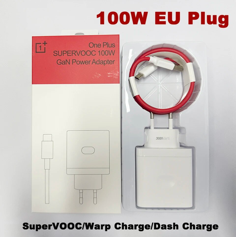 Оригинальное зарядное устройство Oneplus SuperVOOC 100 Вт 80 Вт Дорожный 100w EU Set with Box