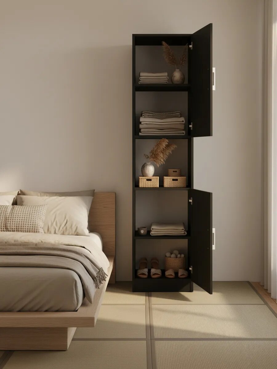 Распашной пенал шкаф FRESTER деревянный с полками для одежды, от производителя