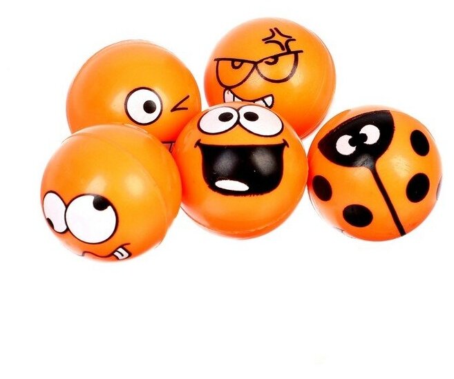 Мяч каучуковый «Смайлики», 2,7 см, цвета микс (100 шт)