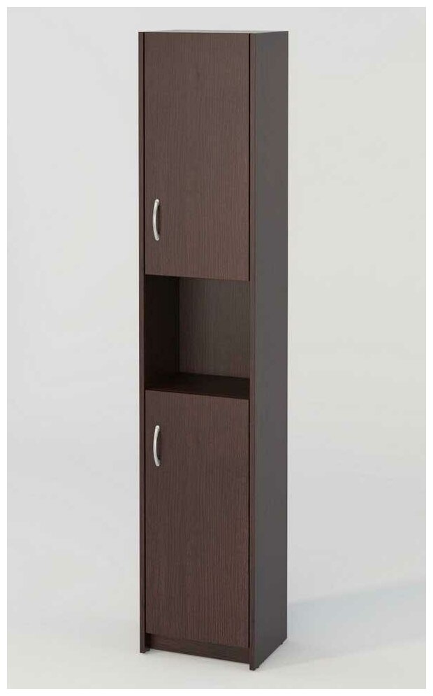 Шкаф-пенал узкий 5 полочек 2 двери 36,4х32,6 см. МагМебель Милана-16 правый венге