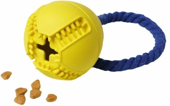 HOMEPET silver series игрушка для собак мяч с канатом с отверстием для лакомств Желтый