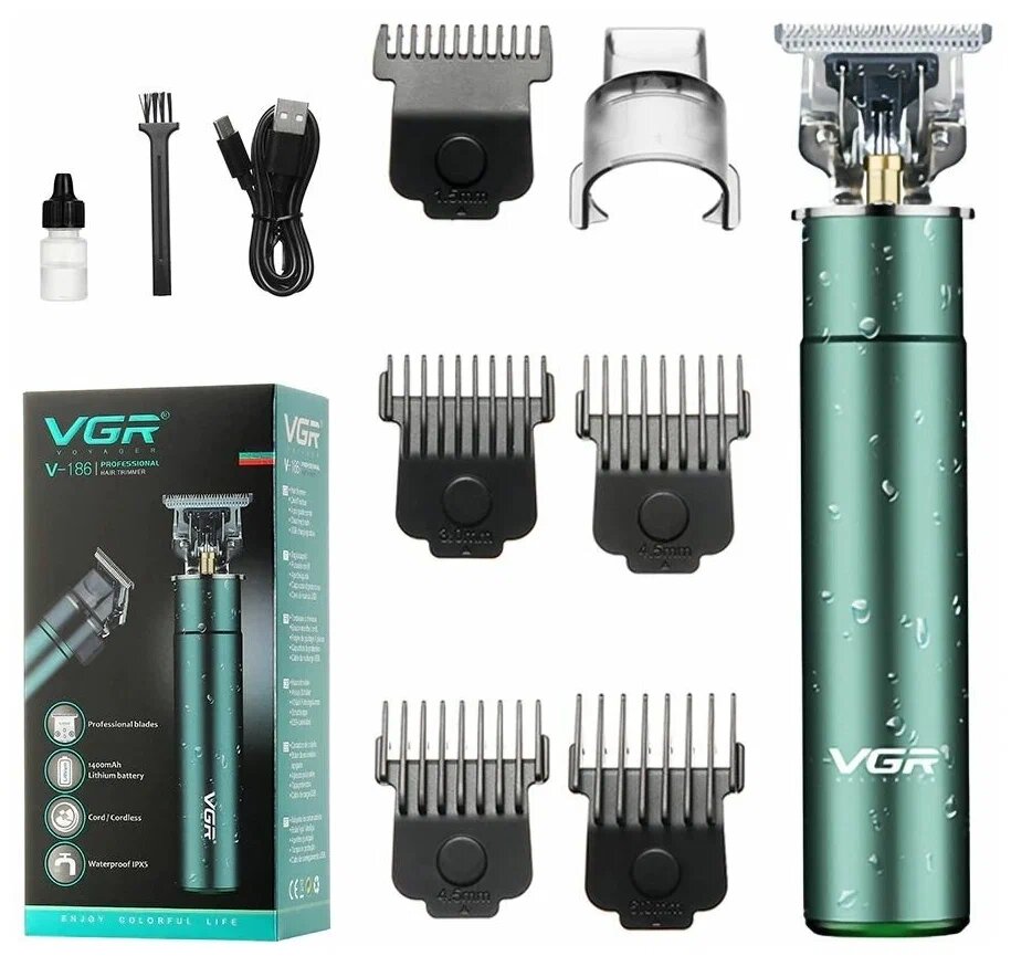 Триммер для бороды и усов VGR V-186, зеленый