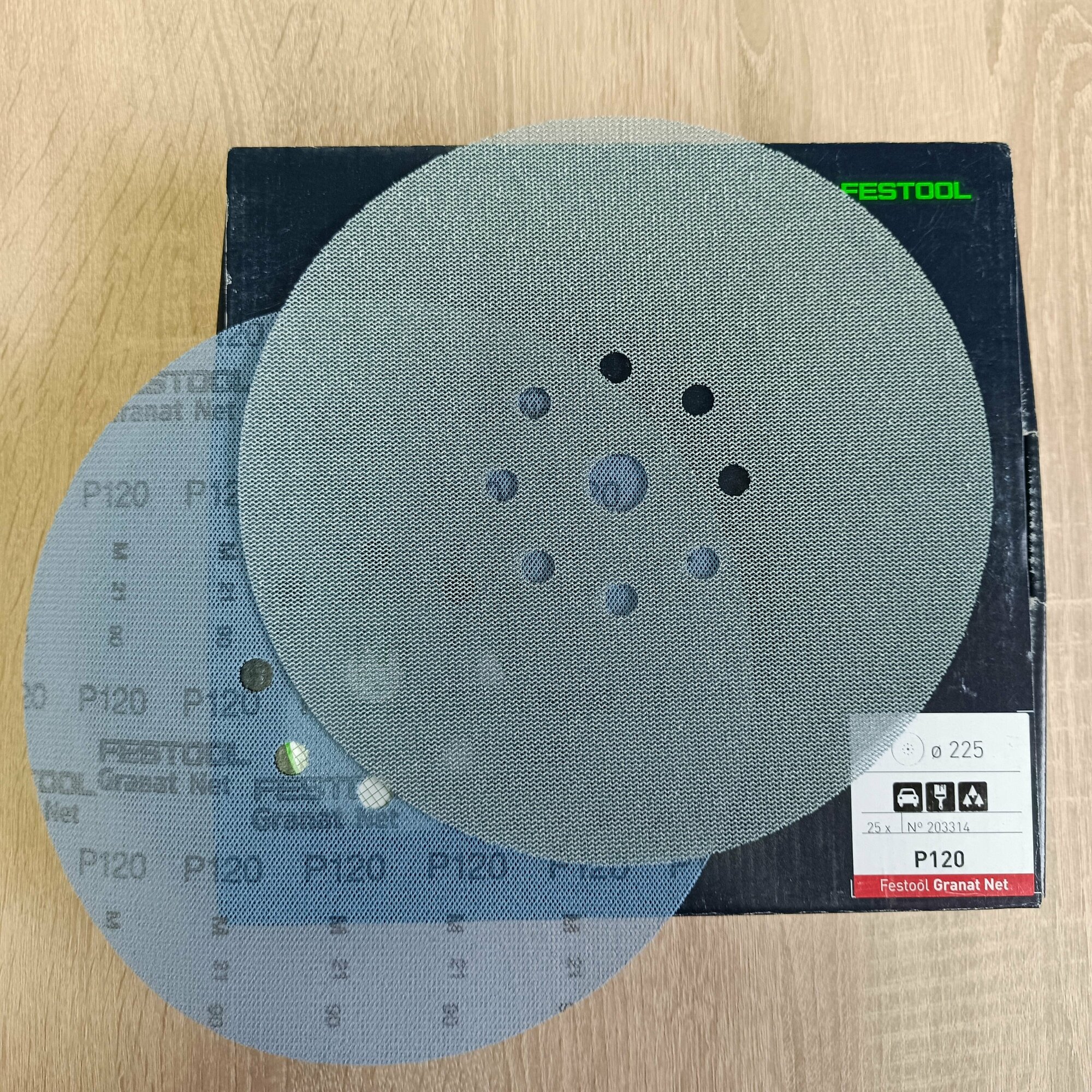 Шлифовальные круги Шлифовальный материал на сетчатой основе STF D225 P120 GR NET/25 Granat Net GR/25 (фестул) 203314