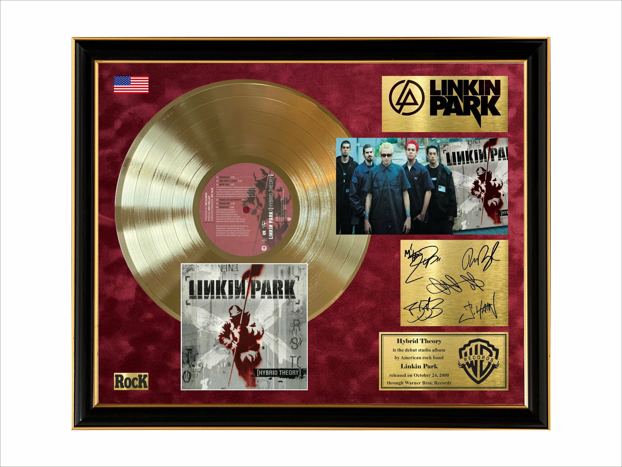 Linkin park hybrid theory позолоченный виниловый диск в рамке