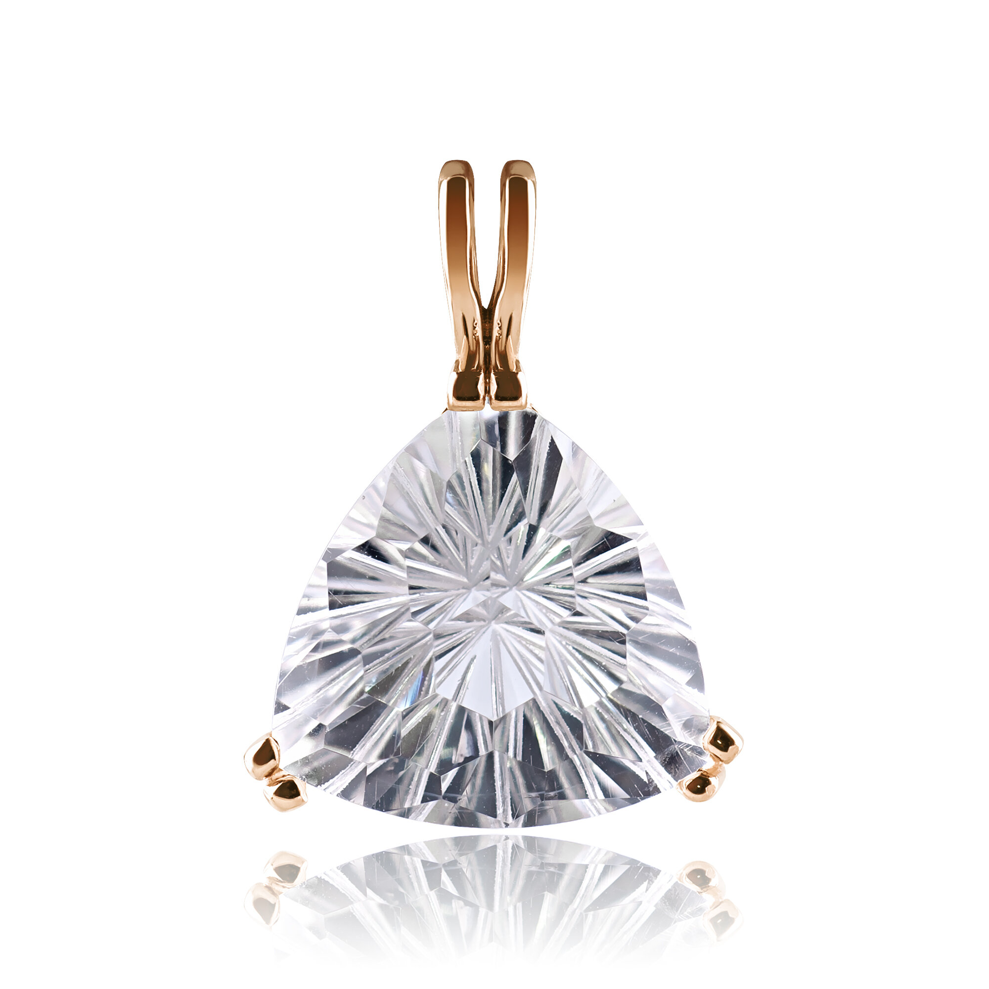 Подвеска, красное золото, 585 проба, горный хрусталь