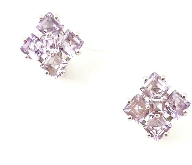 Серьги, серебро, 925 проба, аметист