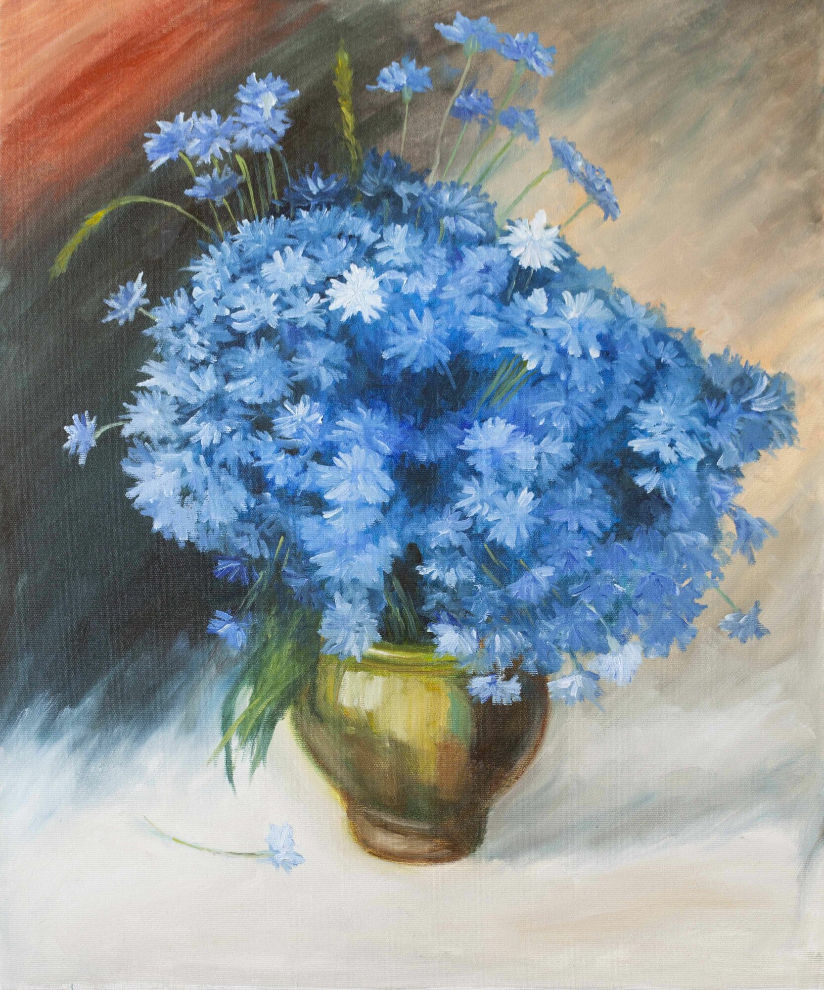 Картина "Васильки", 60 х 50см, холст на подрамнике, масло, ручная работа