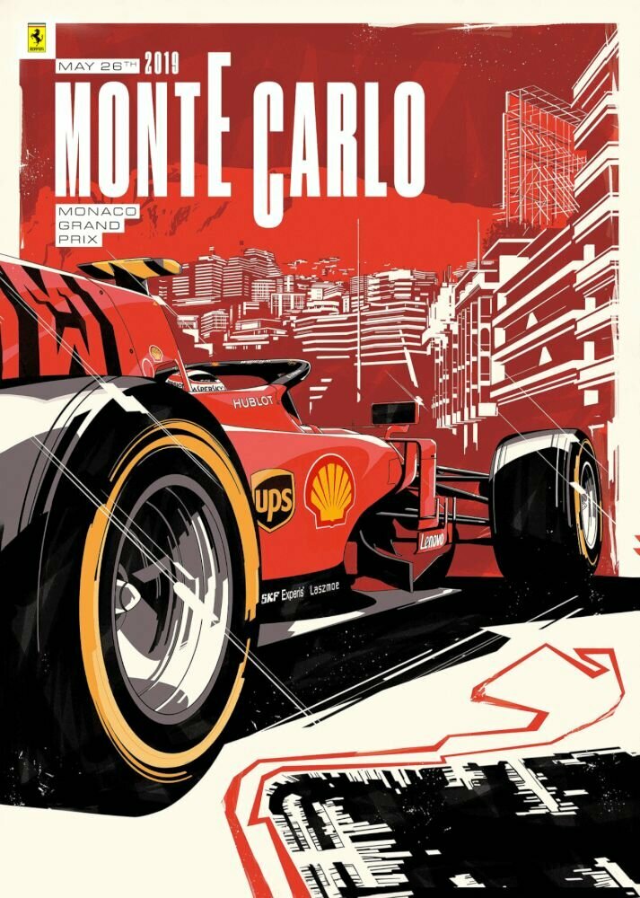 Постер (плакат) Poster4me F1 Ferrari Monte Carlo 50x70 см.