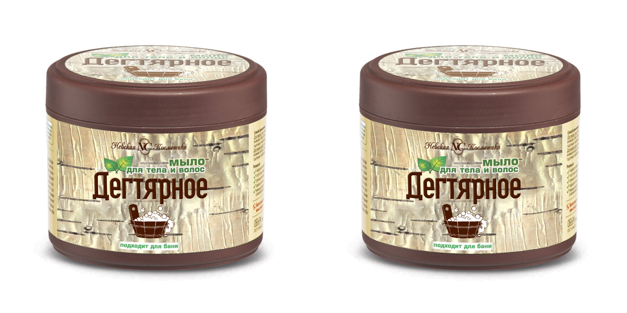 Невская косметика Густое мыло Дегтярное, для тела и волос, 300 мл, 2 шт/