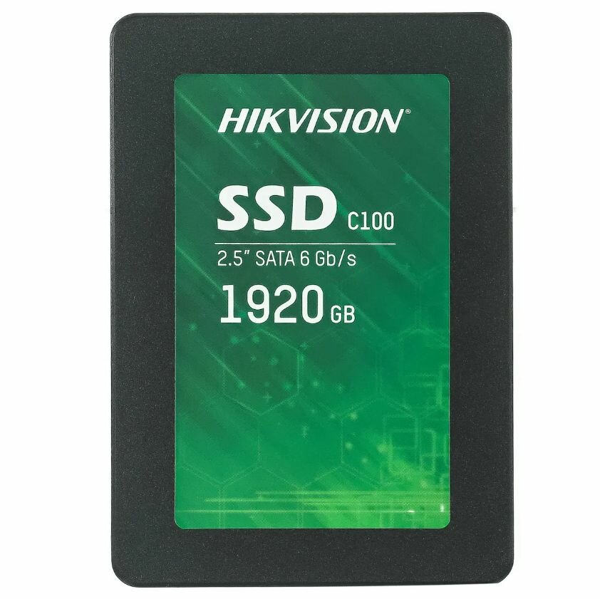 1,92 ТБ 2.5" SATA накопитель Hikvision HS-SSD-C100/1920G Hiksemi (HS-SSD-C100/1920G HIKSEMI) - SATA3 6.0 Гбит/с, чтение - 560 Мбайт/с, запись - 520 Мбайт/с, 3D TLC NAND