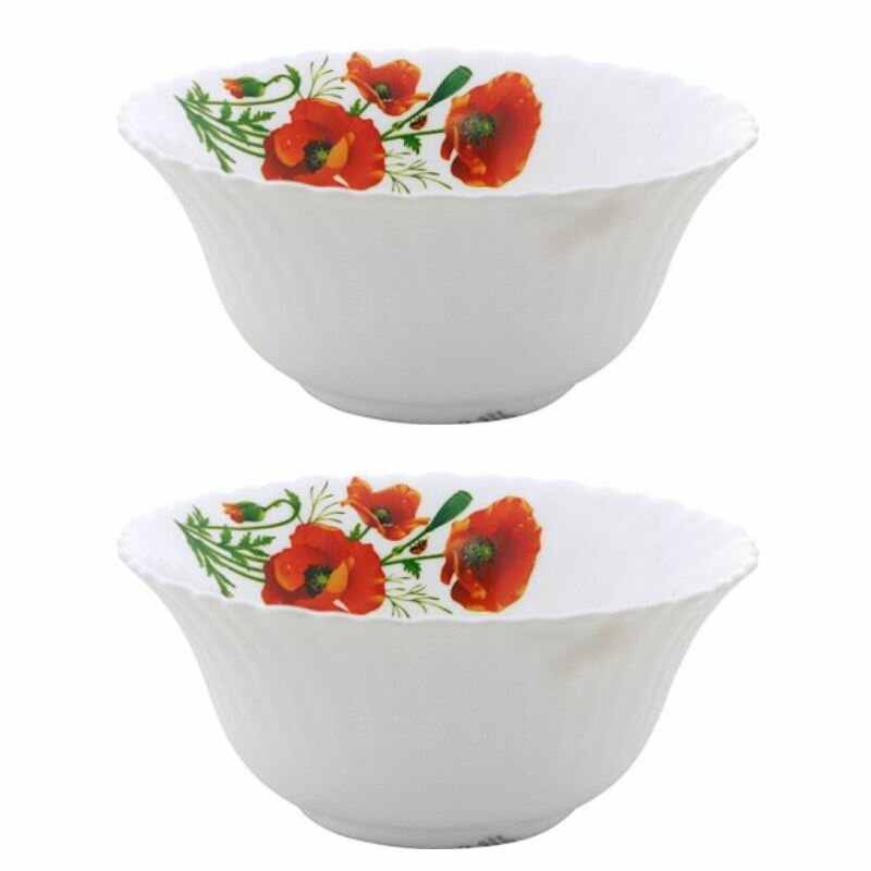 MFK2 Салатник Маки, упрочненое стекло,15см, 2шт