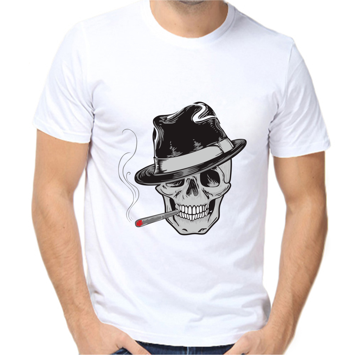 Футболка с курящим черепом