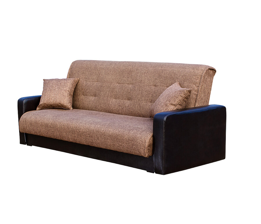 Диван Fotodivan Лондон 120 Рогожка и экокожа Коричневый Размеры: Высота 900мм Глубина 950мм Ширина 2120мм