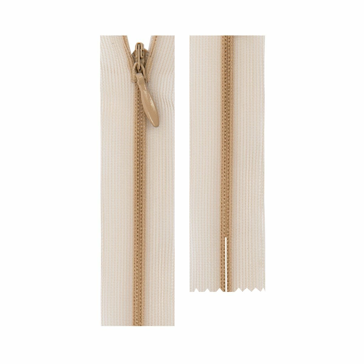 Молния 10 шт спираль н/р потайная тип 3 "Gamma" G010S 60 см на сетчатой тесьме пластик №298 св. бежевый