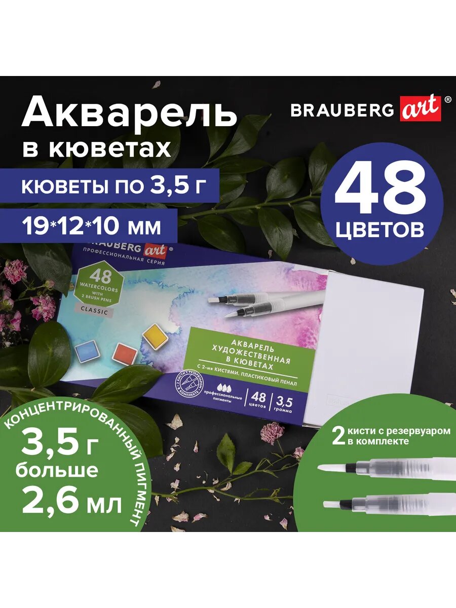 Акварель художественная кюветы 48 цветов