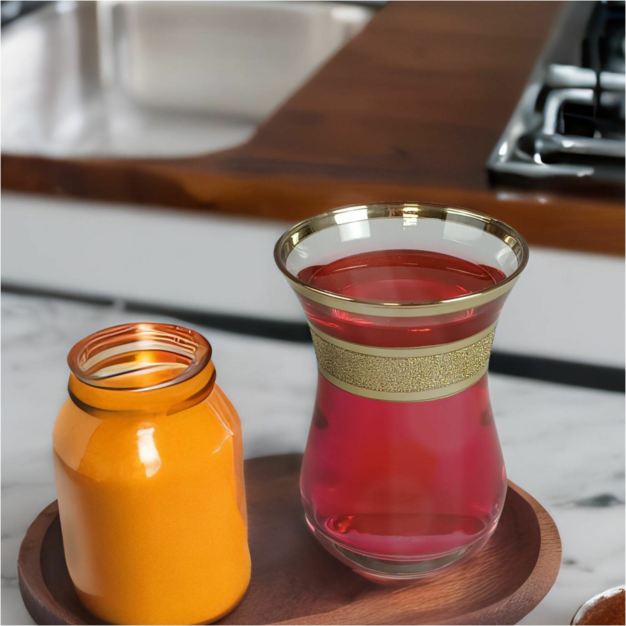 Подарочный набор турецких стаканов для чая / кофе, Армуды с алмазной гравировкой PROMSIZ ультра / 160 мл, 6 шт.