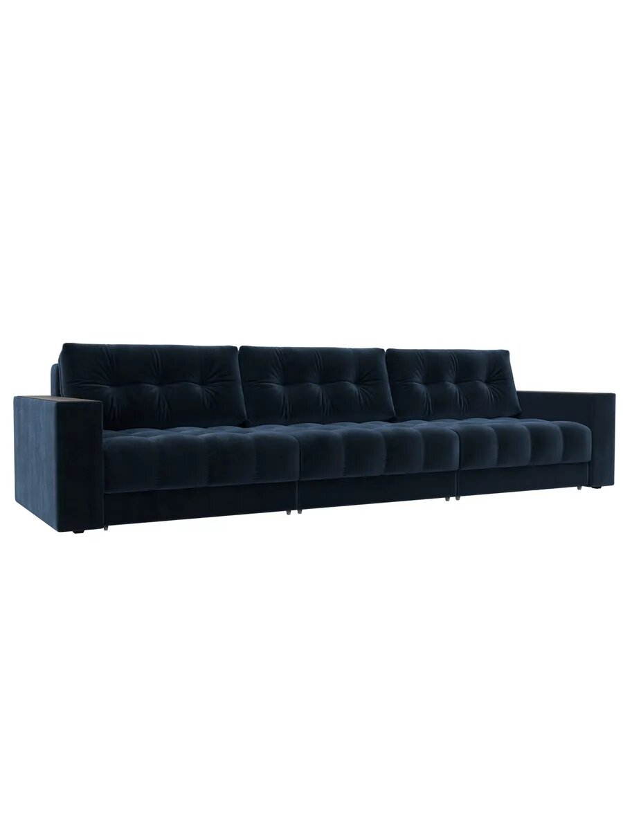 Диван прямой Лига-049 НПБ Лонг, 6-местный, размер: 330х105см, спальное место: 160х288см, велюр TOWER 13, синий