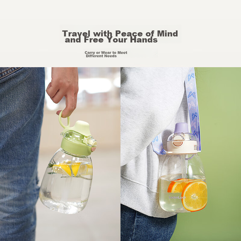 LOCK&LOCK Large Belly Cup for Children, Dual-Use Straw And Direct Drinking Cup, Large Capacity Water Bottle for Students, Portable Water Bottle for Outdoor Use, 1.1L, Purple