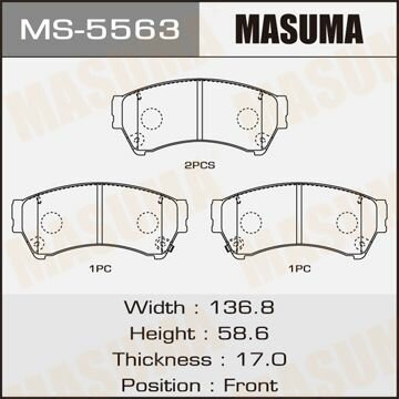 Колодки тормозные передние MASUMA MS-5563 для Mazda 6 (GH) (2007-2012)