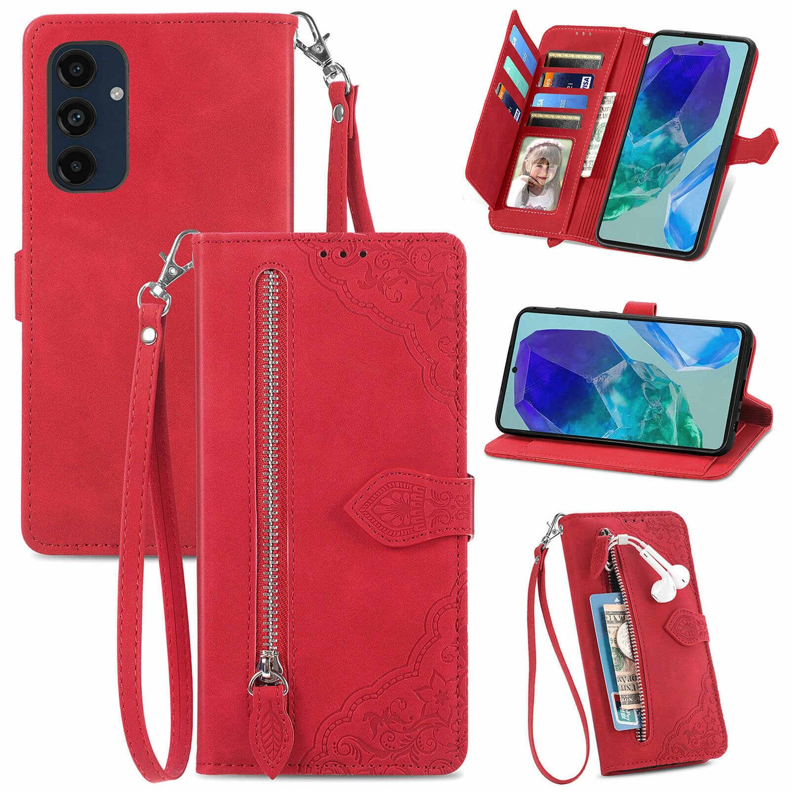 Чехол книжка для Samsung Galaxy A16 кошелек на молнии Чехлы для мобильных телефонов