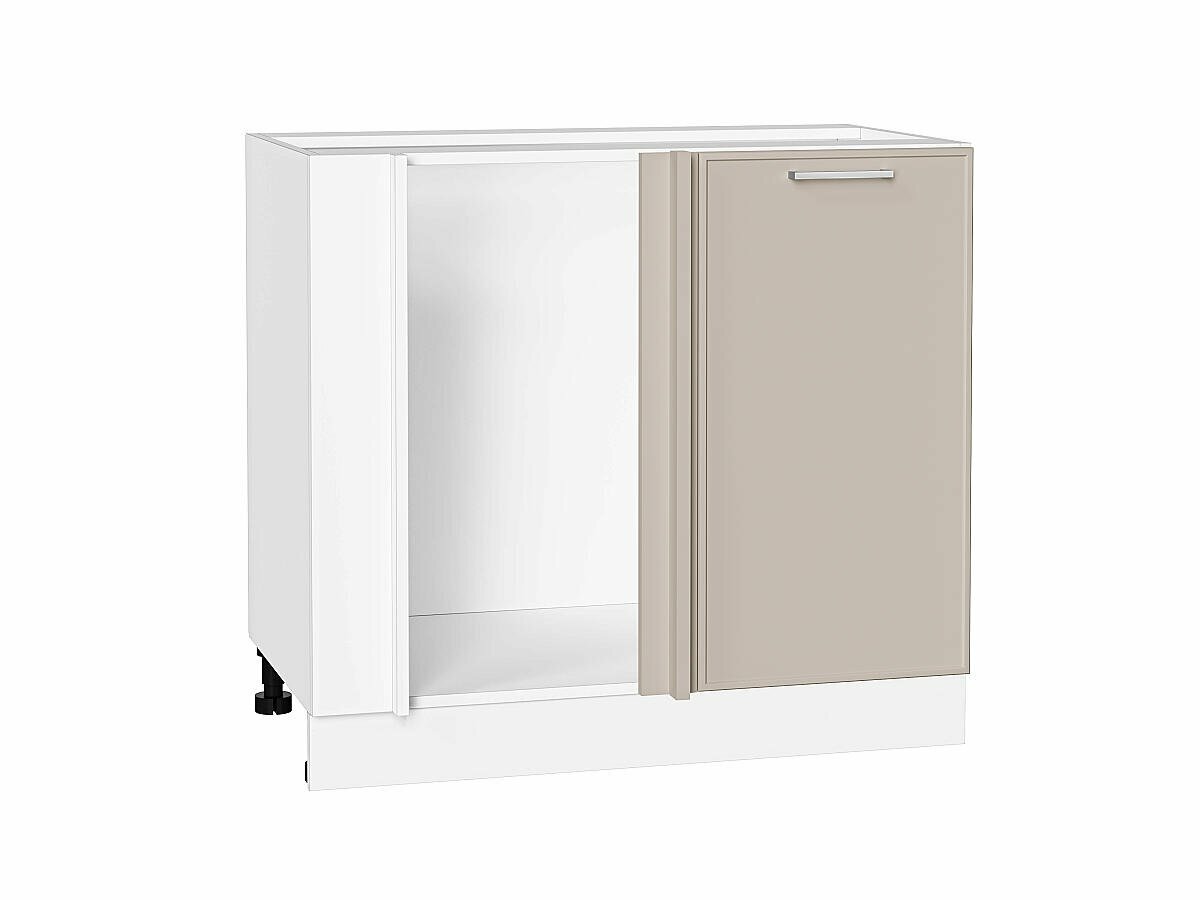 Шкаф нижний угловой Квадро, цвет фасада Кашемир, цвет каркаса Белый, 816*890*481 мм