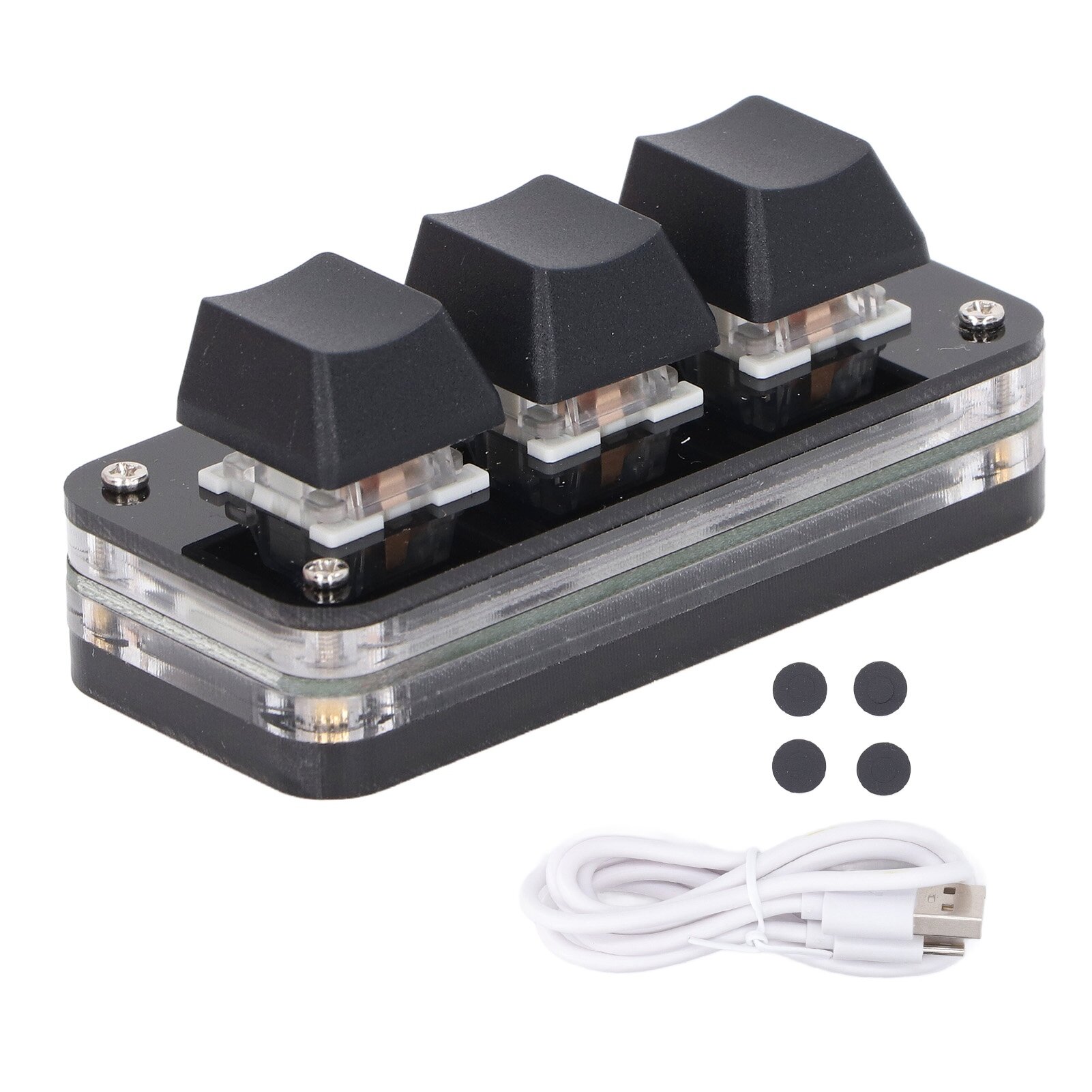 3 Key Mini Keypad Industrial USB Customized Blue Switch Programmable Gaming with RGB Light